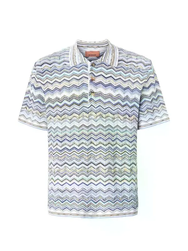 Missoni Chevron-pattern Polo Shirt - Blue