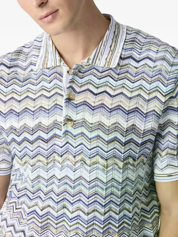 Missoni Chevron-pattern Polo Shirt - Blue