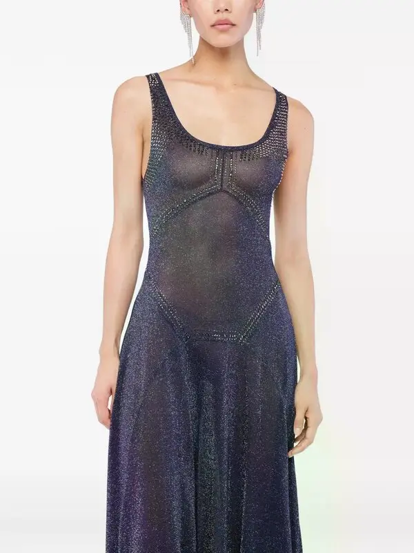 Rabanne Flared Hotfix Knit Dress - Blue