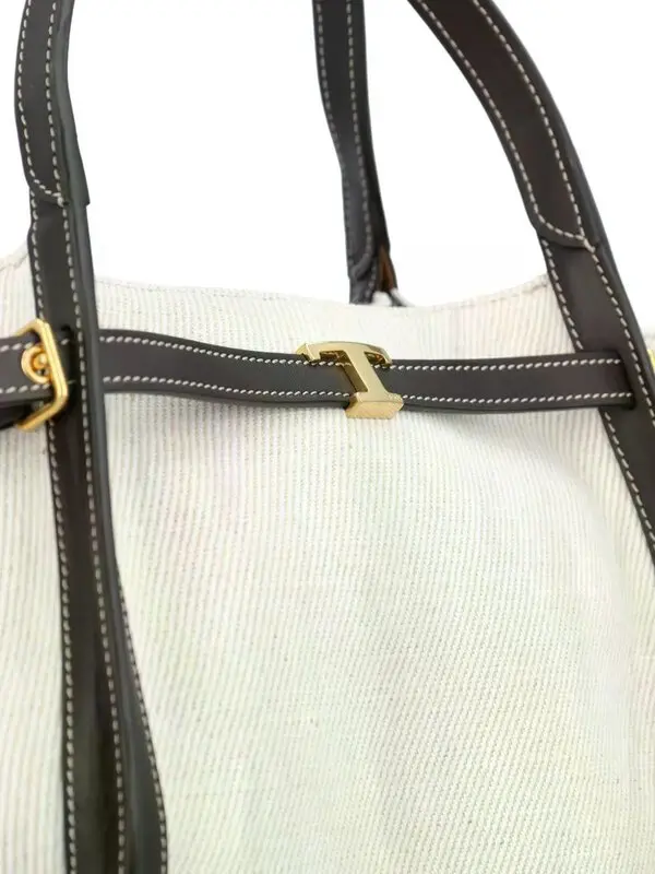 TOD'S T Buckle Canvas Tote