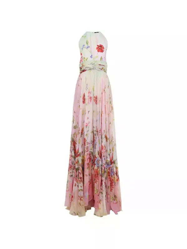 Roberto Cavalli Floral-print Halterneck Dress - Pink