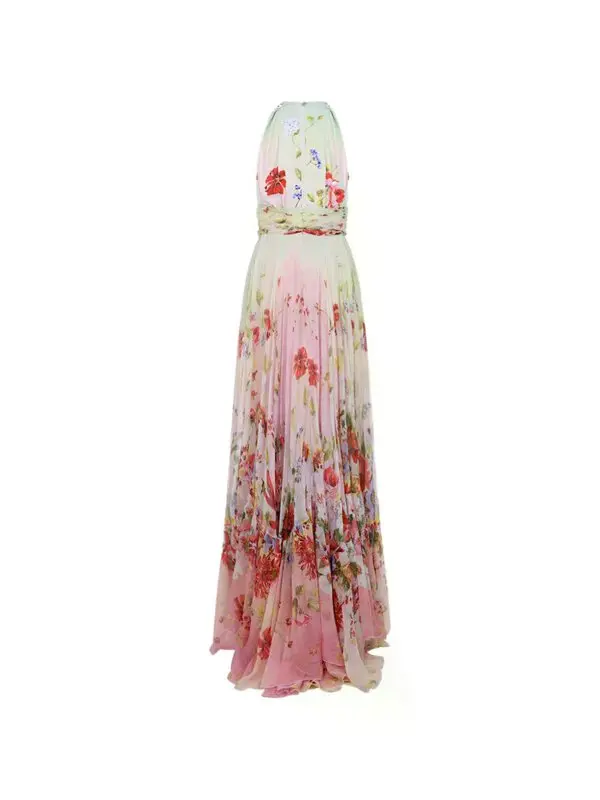 Roberto Cavalli Floral-print Halterneck Dress - Pink