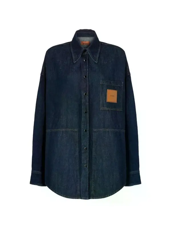 Missoni Logo-patch Chest-pocket Shirt - Blue
