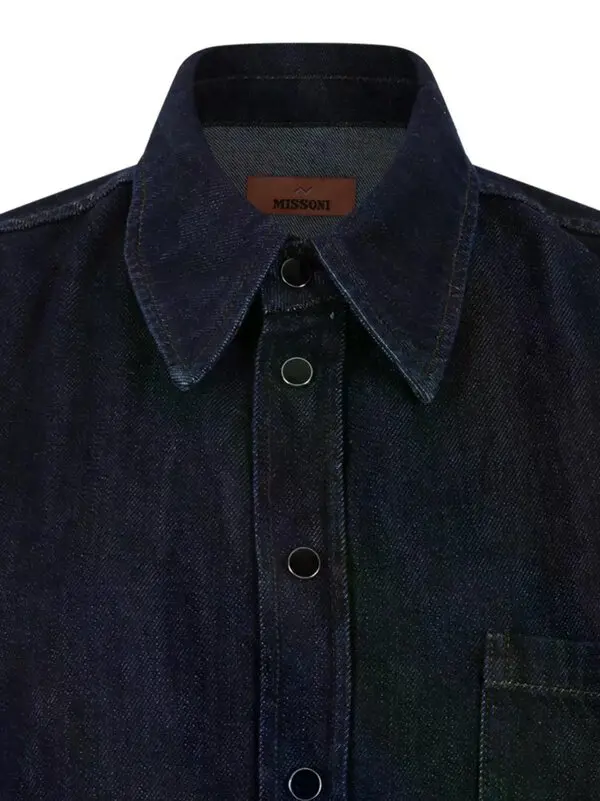 Missoni Logo-patch Chest-pocket Shirt - Blue