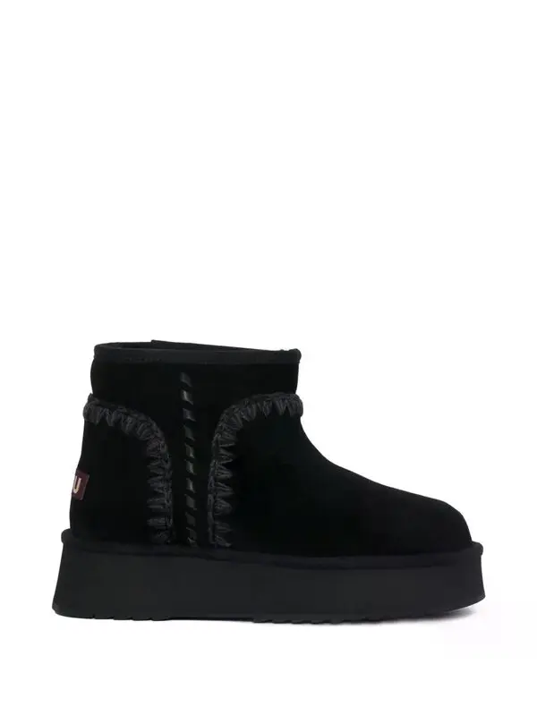 Mou Round-toe Platform Boots - Black