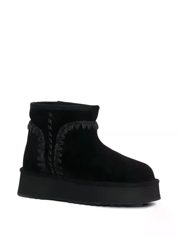 Mou Round-toe Platform Boots - Black