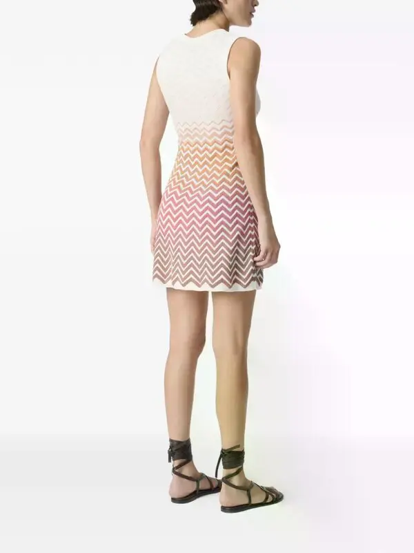 Missoni Sleeveless Chevron Mini Dress - White