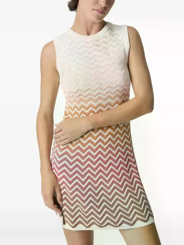 Missoni Sleeveless Chevron Mini Dress - White