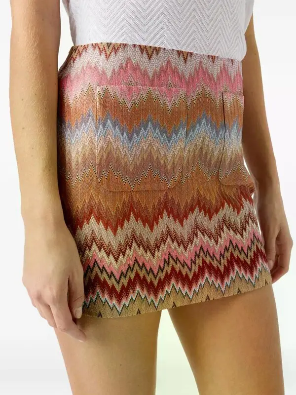 Missoni Patch-pocket Zigzag-pattern Mini Skirt - Orange