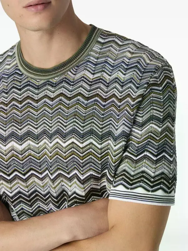 Missoni Chevron-pattern Knit T-shirt - Grey