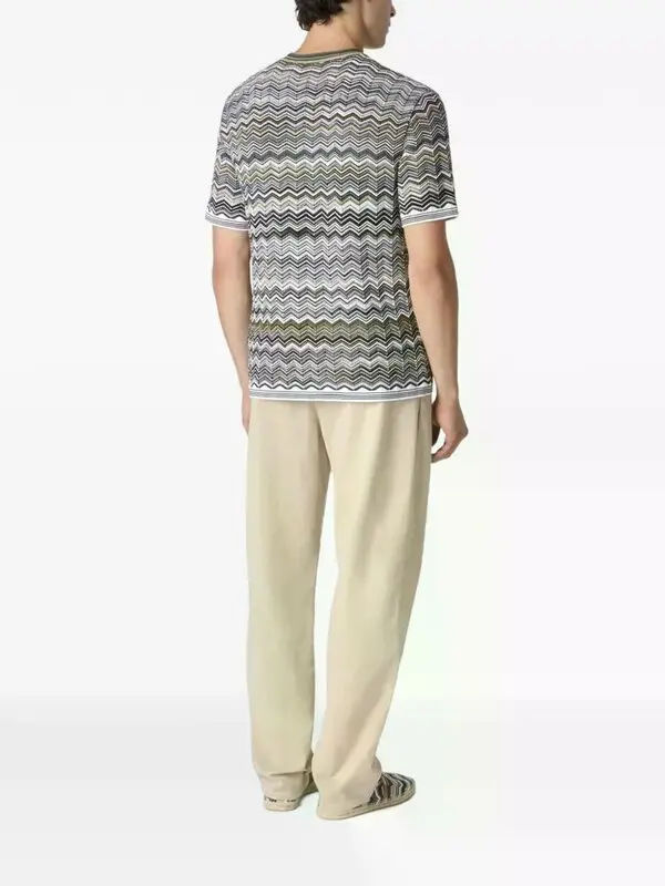 Missoni Cotton Knit T-shirt With Chevron Pattern - Grey