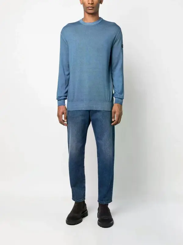 Paul & Shark Logo-patch Fine-knit Jumper - Blue