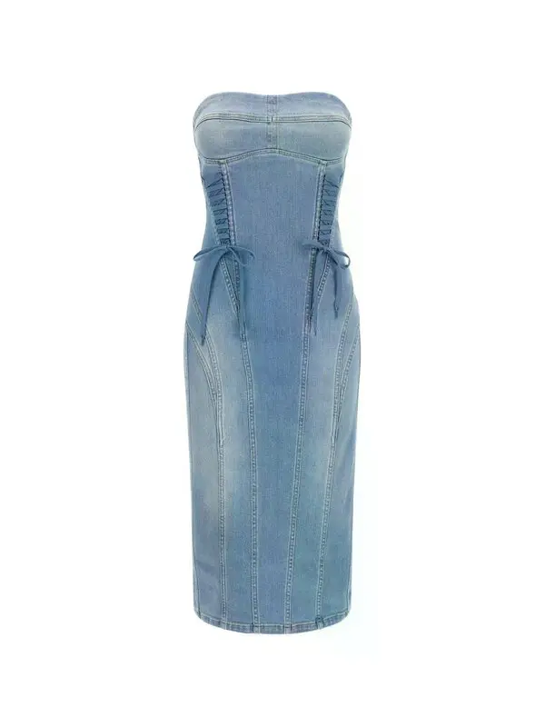 Elisabetta Franchi Stonewashed Denim Midi Dress