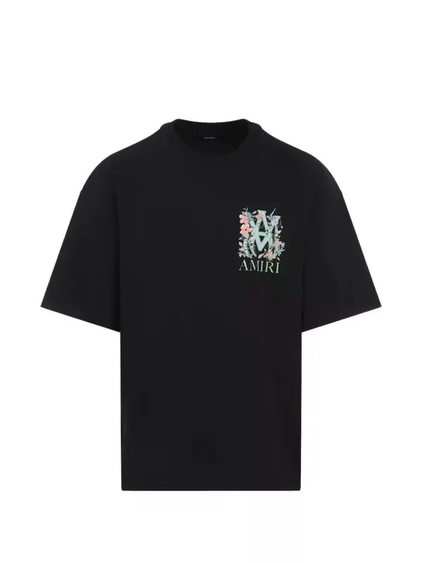 Amiri Floral Logo-print T-shirt - Black