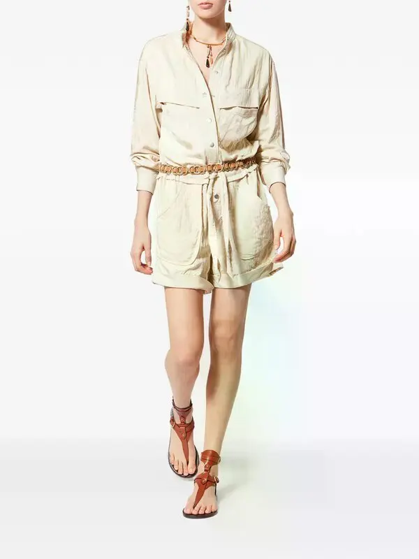 MARANT ETOILE Betyna Buttoned Belted Playsuit - Neutrals