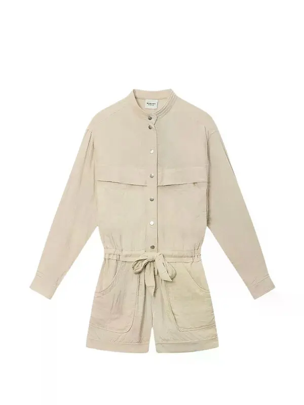 MARANT ETOILE Betyna Buttoned Belted Playsuit - Neutrals