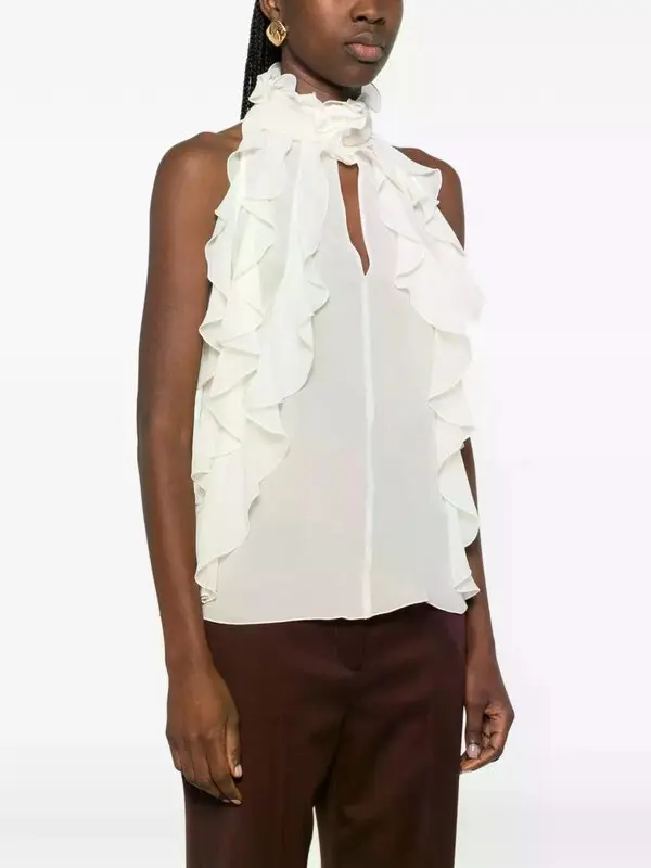 Alexander McQueen Ruffled Sleeveless Blouse - Neutrals