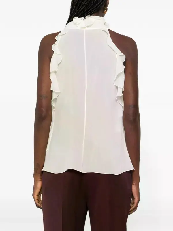 Alexander McQueen Ruffled Sleeveless Blouse - Neutrals