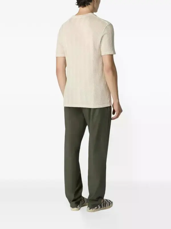 Missoni Crew-neck Cotton And Viscose T-shirt With Tone-on-tone Zigzag Motif