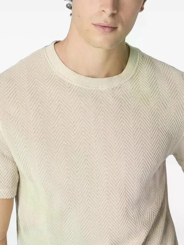 Missoni Crew-neck Cotton And Viscose T-shirt With Tone-on-tone Zigzag Motif