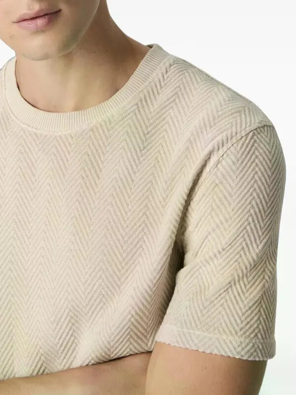 Missoni Crew-neck Cotton And Viscose T-shirt With Tone-on-tone Zigzag Motif