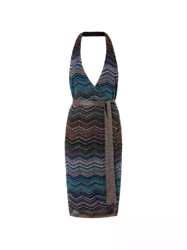 Missoni Halterneck Chevron-pattern Midi Dress