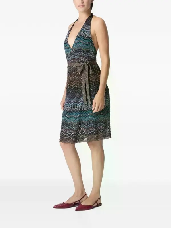 Missoni Halterneck Chevron-pattern Midi Dress
