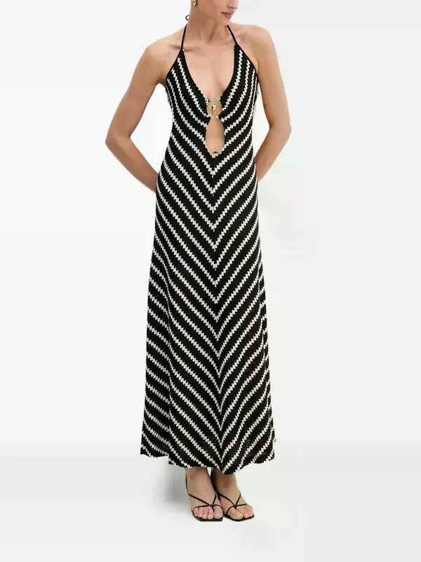 Bardot Ring-detail Striped Midi Dress