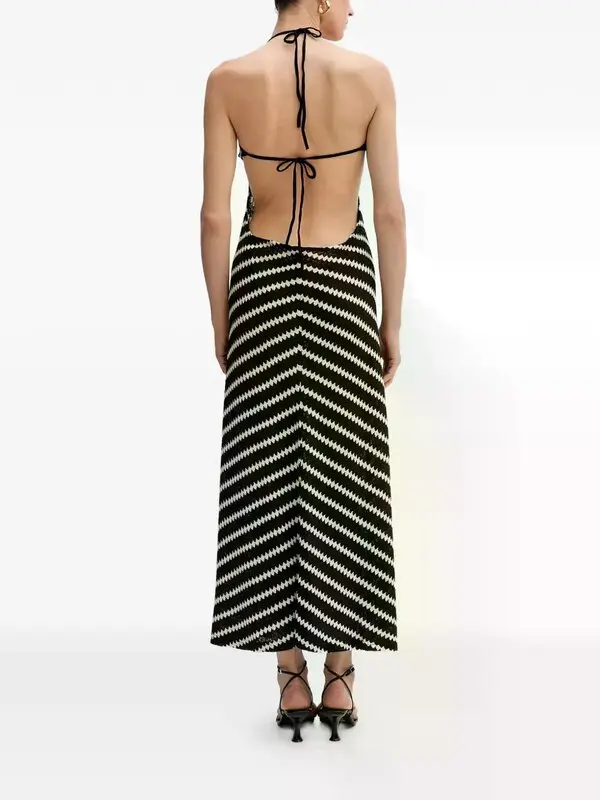 Bardot Ring-detail Striped Midi Dress