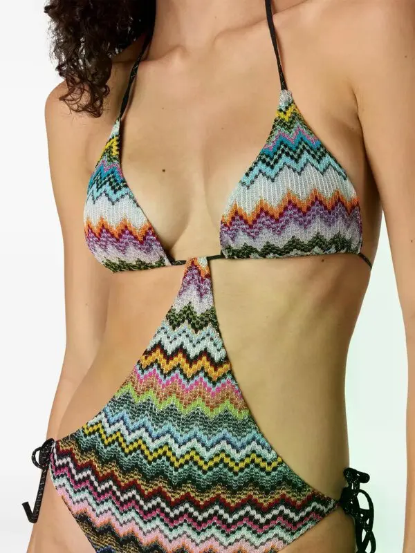 Missoni Zig-zag Pattern Triangle Swimsuit - Blue