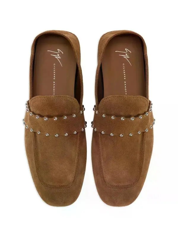GIUSEPPE ZANOTTI Stud-embellished Loafers - Brown
