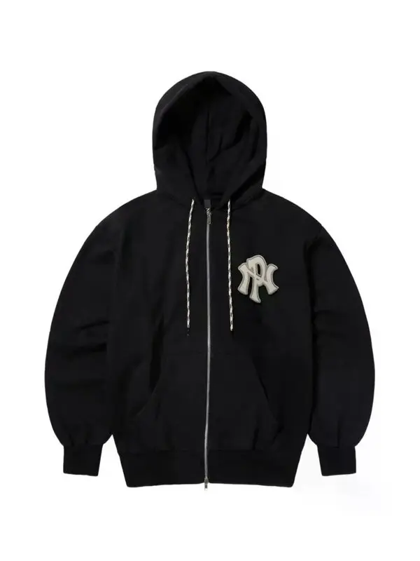 NO PROBLEMO Embroidered Zip Hooded Sweatshirt