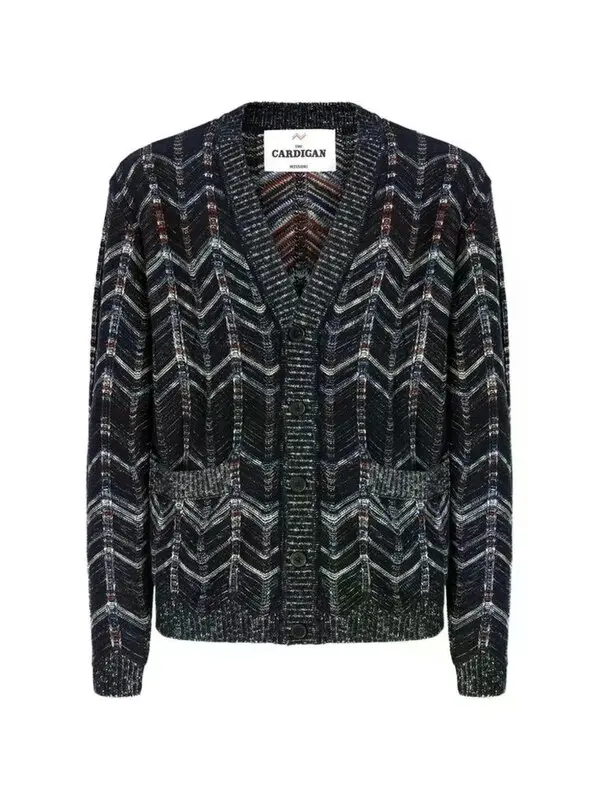 Missoni Chevron Ribbed-trim Cardigan - Blue