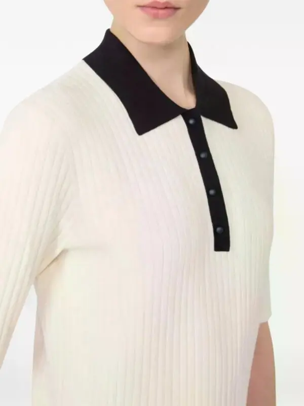 Max Mara Button Ribbed Polo Top - Neutrals