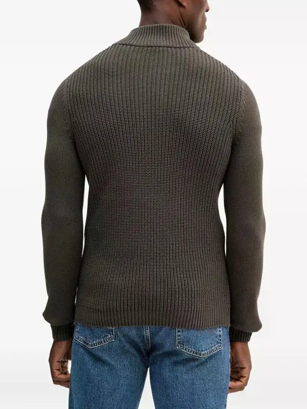 AERONAUTICA MILITARE Buttoned Ribbed Knitted Sweater
