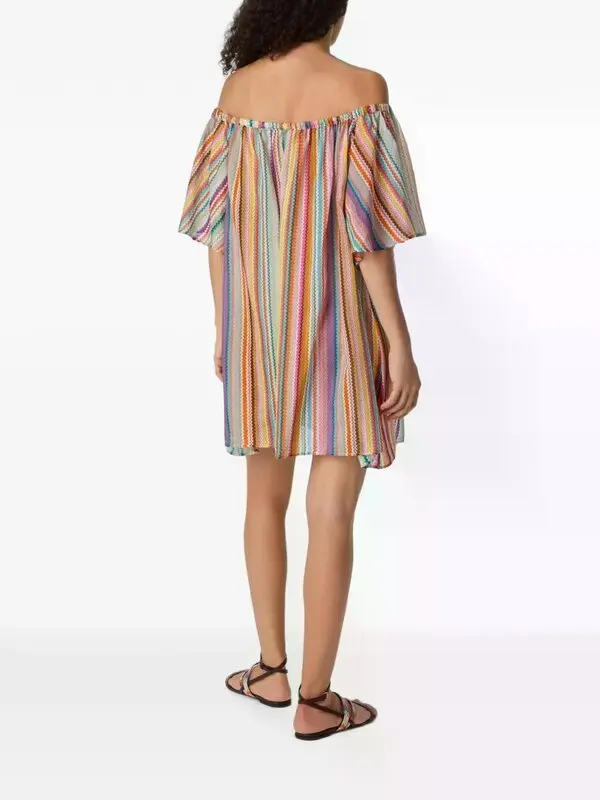 Missoni Short Cover-up In Cotton And Silk With Zigzag Pattern - Neutrals
