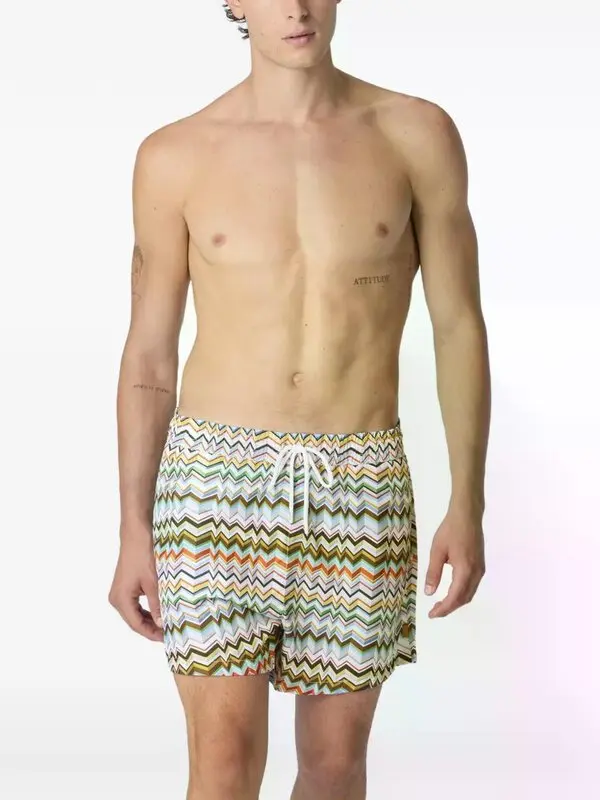 Missoni Zigzag-pattern Swim Shorts - Blue
