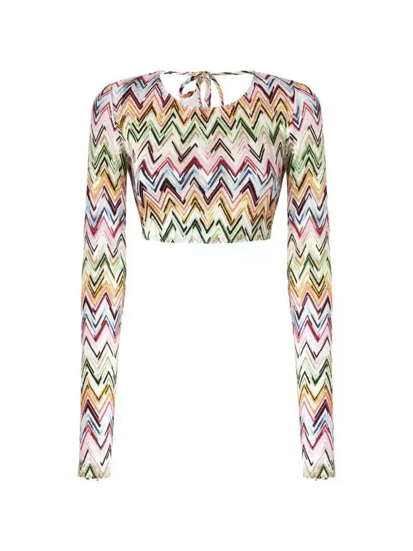 Missoni Zig-zag Long-sleeved Cropped Top - White