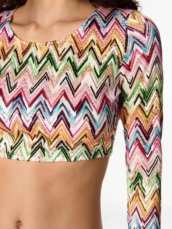 Missoni Zig-zag Long-sleeved Cropped Top - White