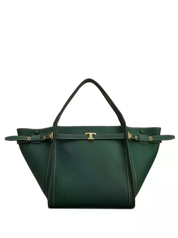 TOD'S Small Leather Shopping Tote Bag - Green