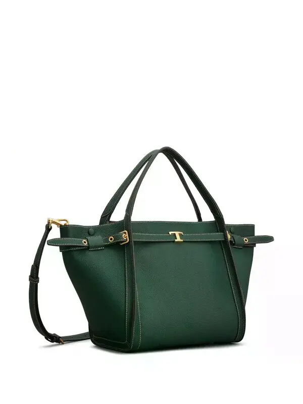 TOD'S Small Leather Shopping Tote Bag - Green