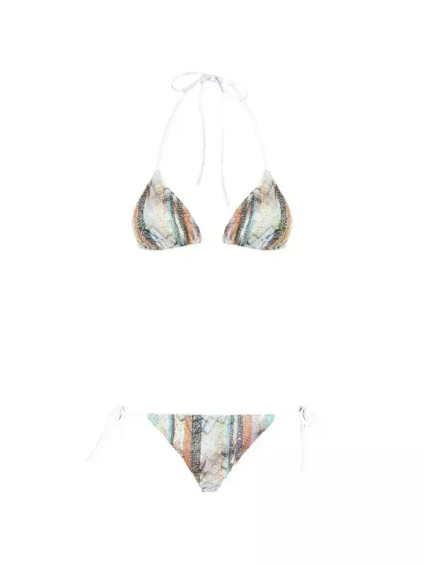 Missoni Zigzag Pattern Sequined Bikini Set - White