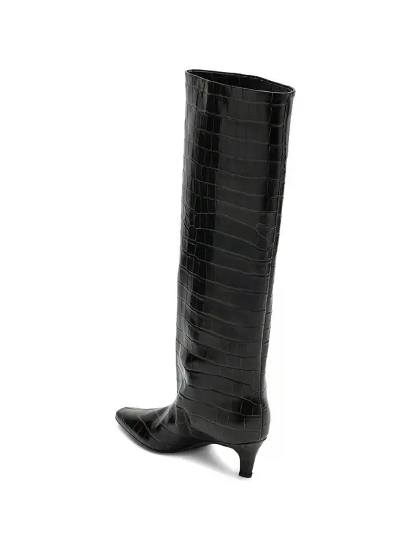 TOTEME Croc-embossed Knee-high Boots - Brown