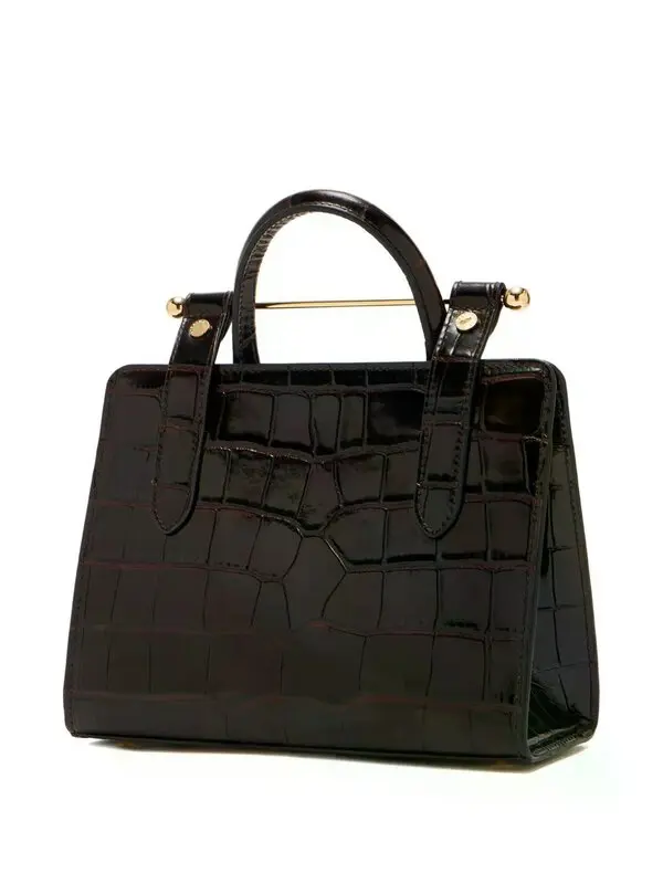 Strathberry Croc-embossed Chain Tote - Brown