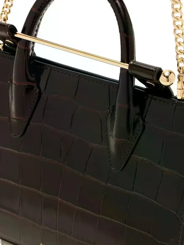 Strathberry Croc-embossed Chain Tote - Brown