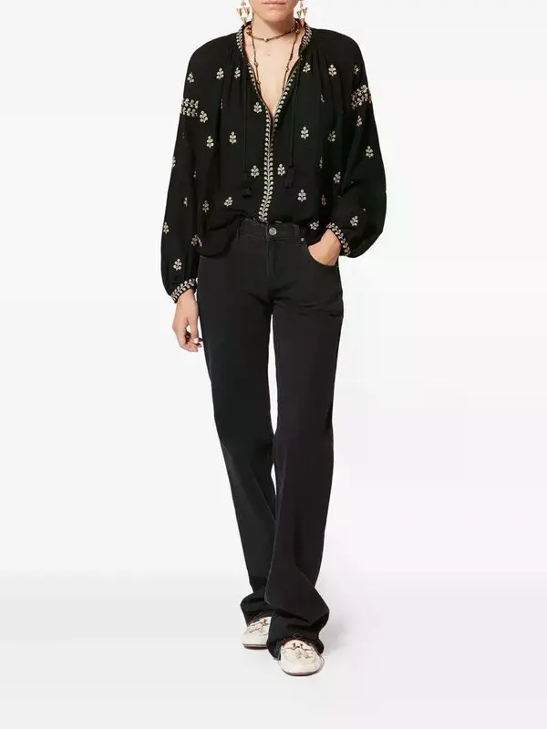 Isabel Marant Rodis Embroidered Tassel Top - Black