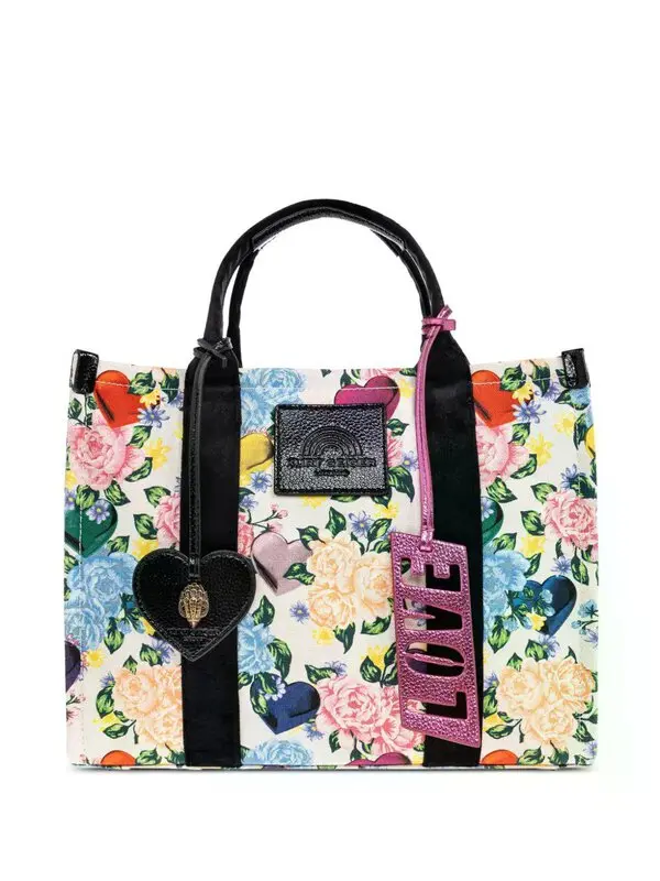Kurt Geiger Floral Printed Tote Bag With Heart Charm - Neutrals