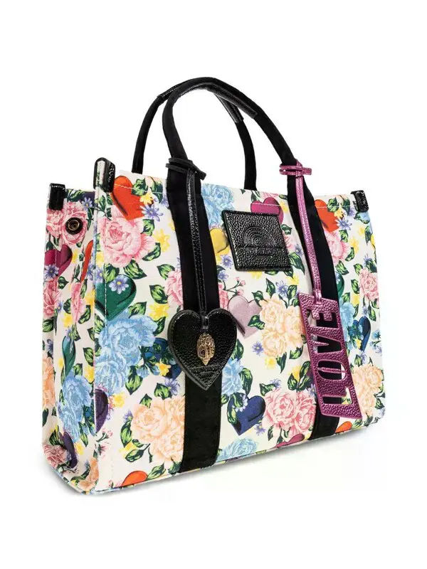 Kurt Geiger Floral Printed Tote Bag With Heart Charm - Neutrals