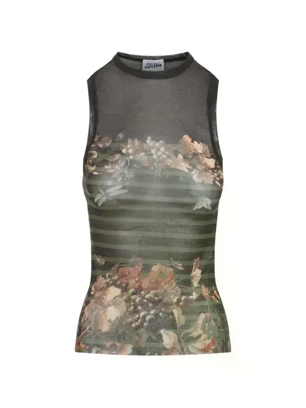 JEAN PAUL GAULTIER Floral-print Stripe Top