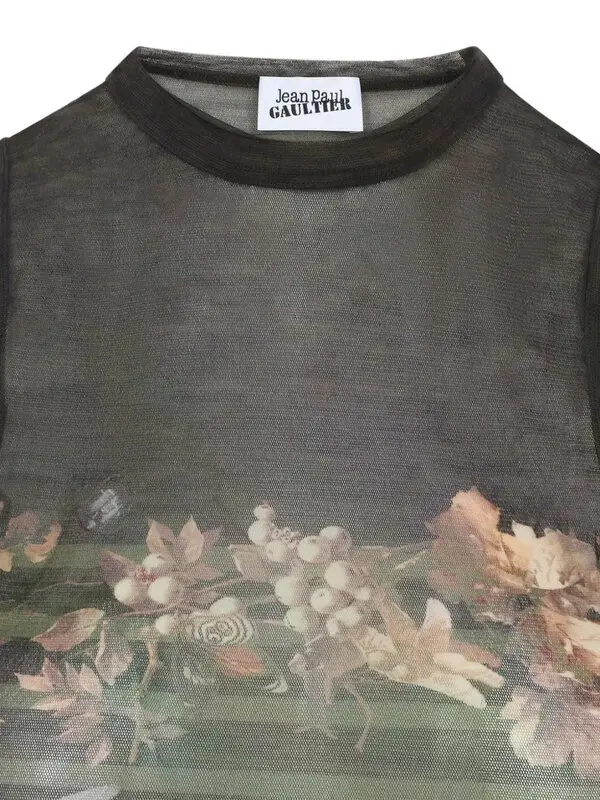 JEAN PAUL GAULTIER Floral-print Stripe Top